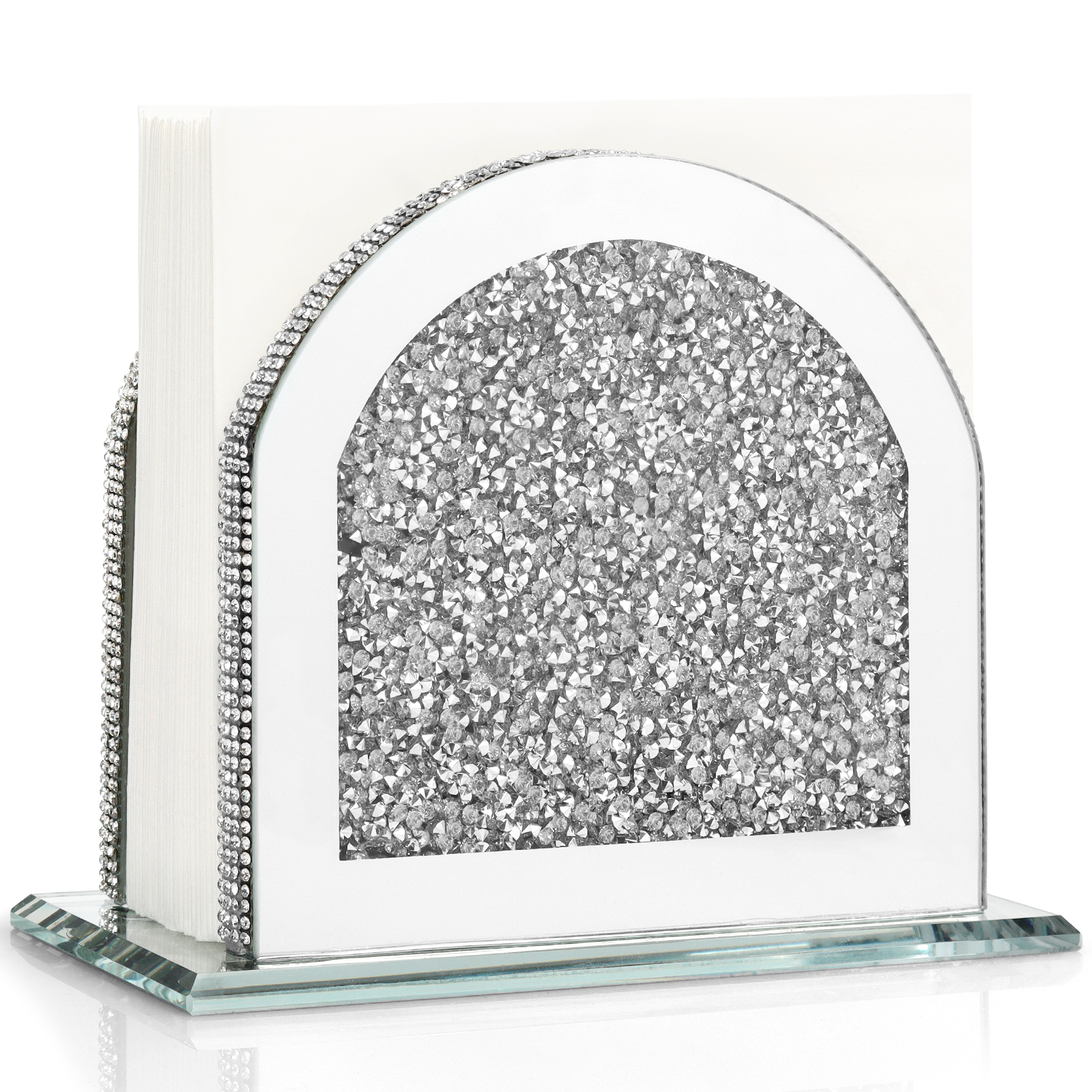 FOUNDLDF Vertical Napkin Holder, Glass Mirror Napkin Holder, Crystal ...