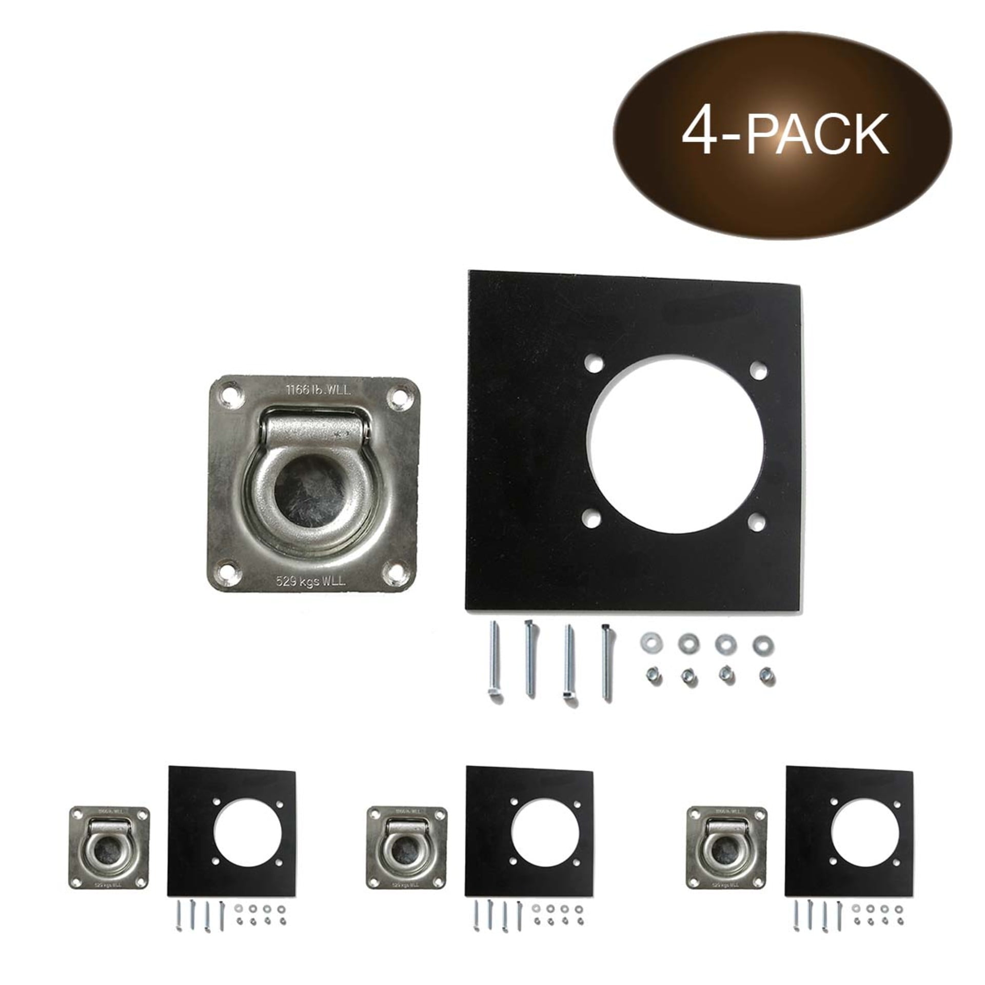 "FOUR Recessed D-Ring Pan Fittings | Small Square Tie-Down D Ring ...
