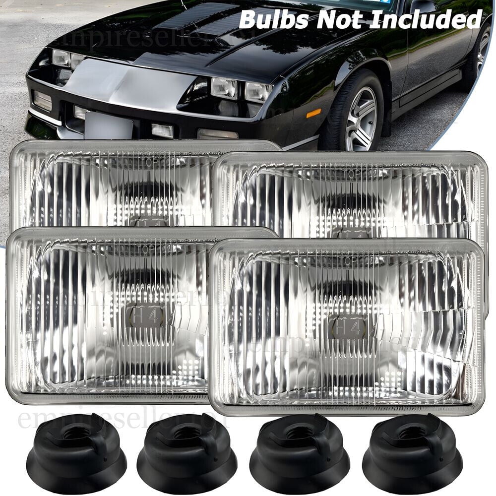 FOUR(x4) 4x6" H4 Glass Headlights Conversion Halogen Semi Sealed Kit ...