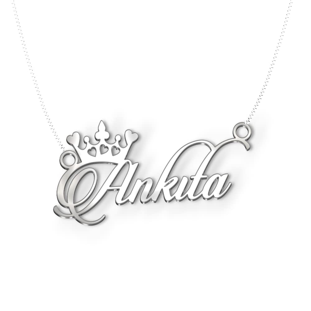 FOURTHLINE Ankita Name Necklace in Silver Polish – Cursive Font with ...