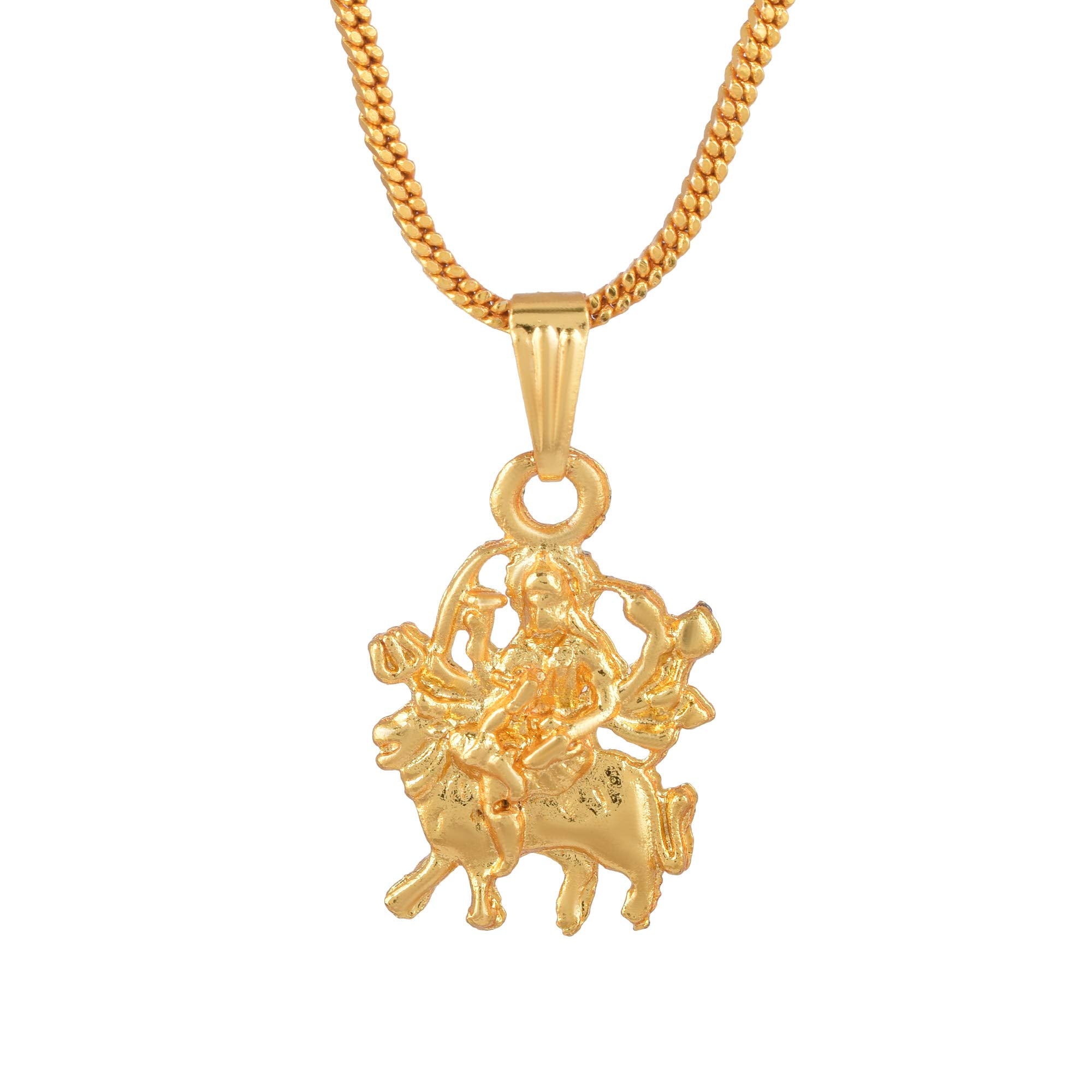 FOURTHLINE Gold Plated Classic Design Godess Maa Durga Sherawali MATA ...