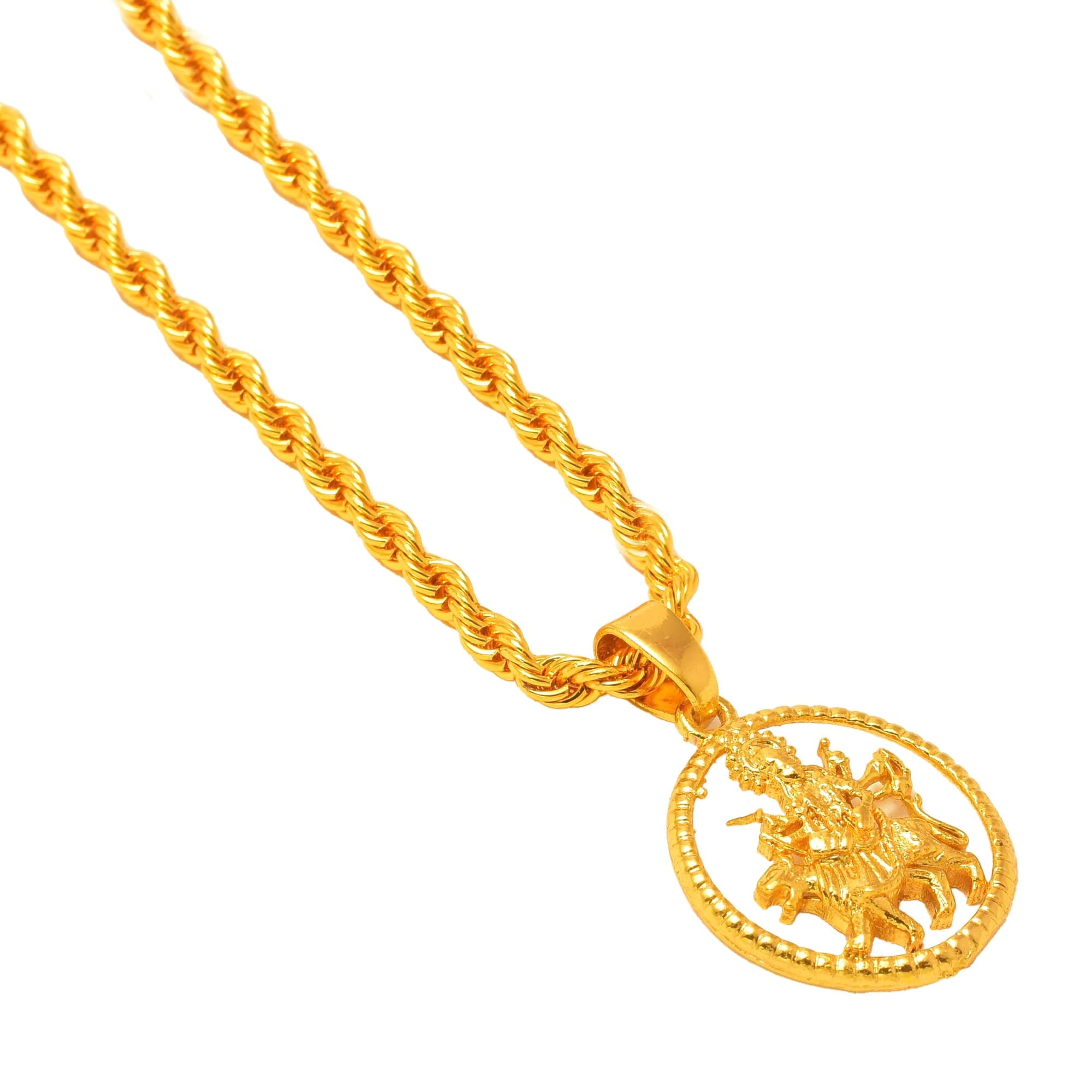 FOURTHLINE Locket & Chain Rope & Rassi Gold Plated GANESH JI, HANUMAN ...