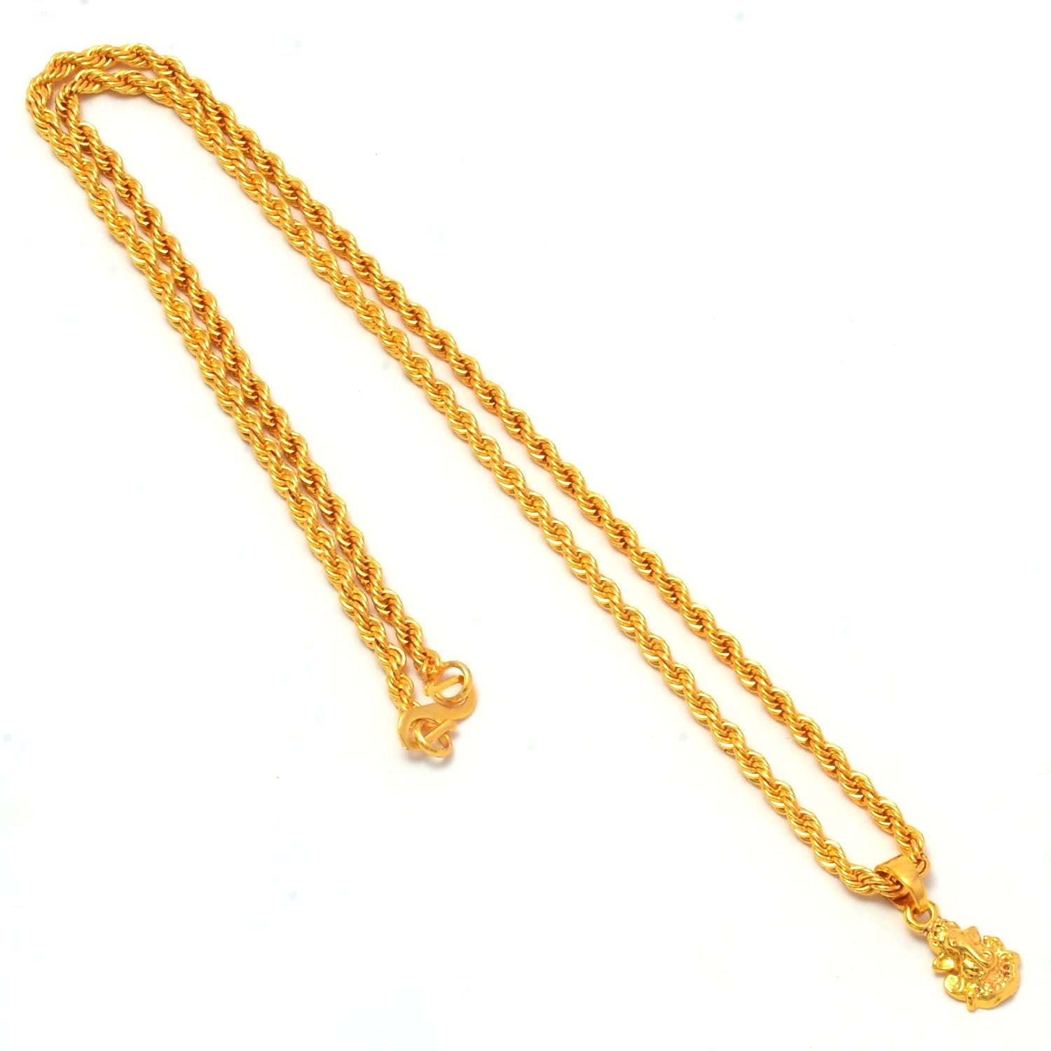 FOURTHLINE Locket & Chain Rope & Rassi Gold Plated GANESH JI, HANUMAN ...