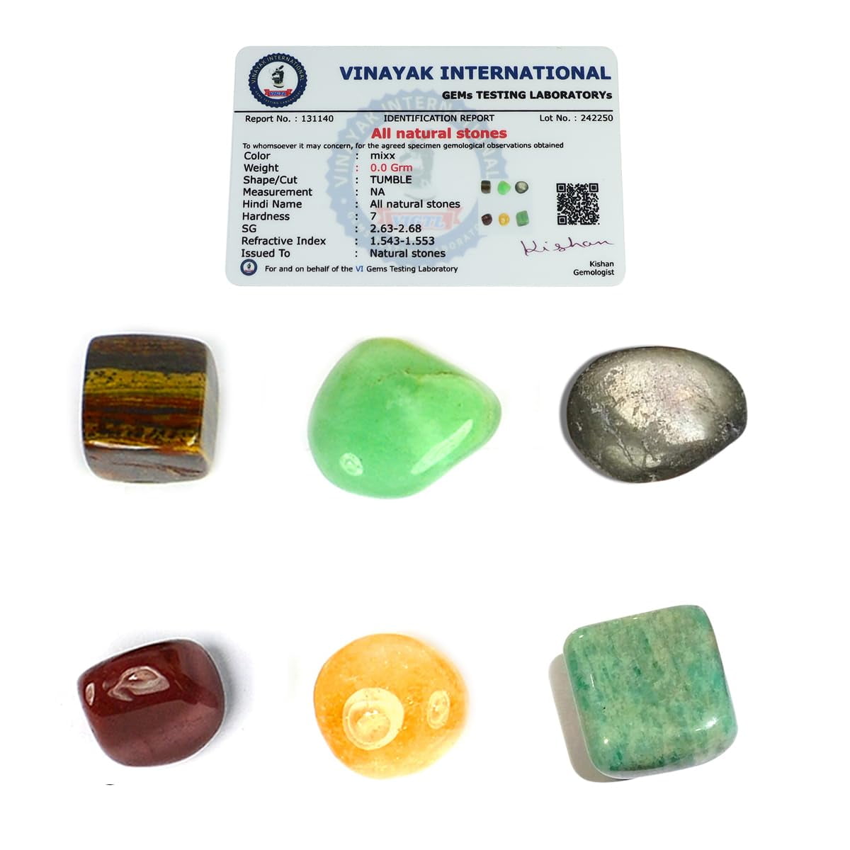 FOURTHLINE Natural Certified Wealth Crystal Tumble Stone Kit 7 Chakra ...