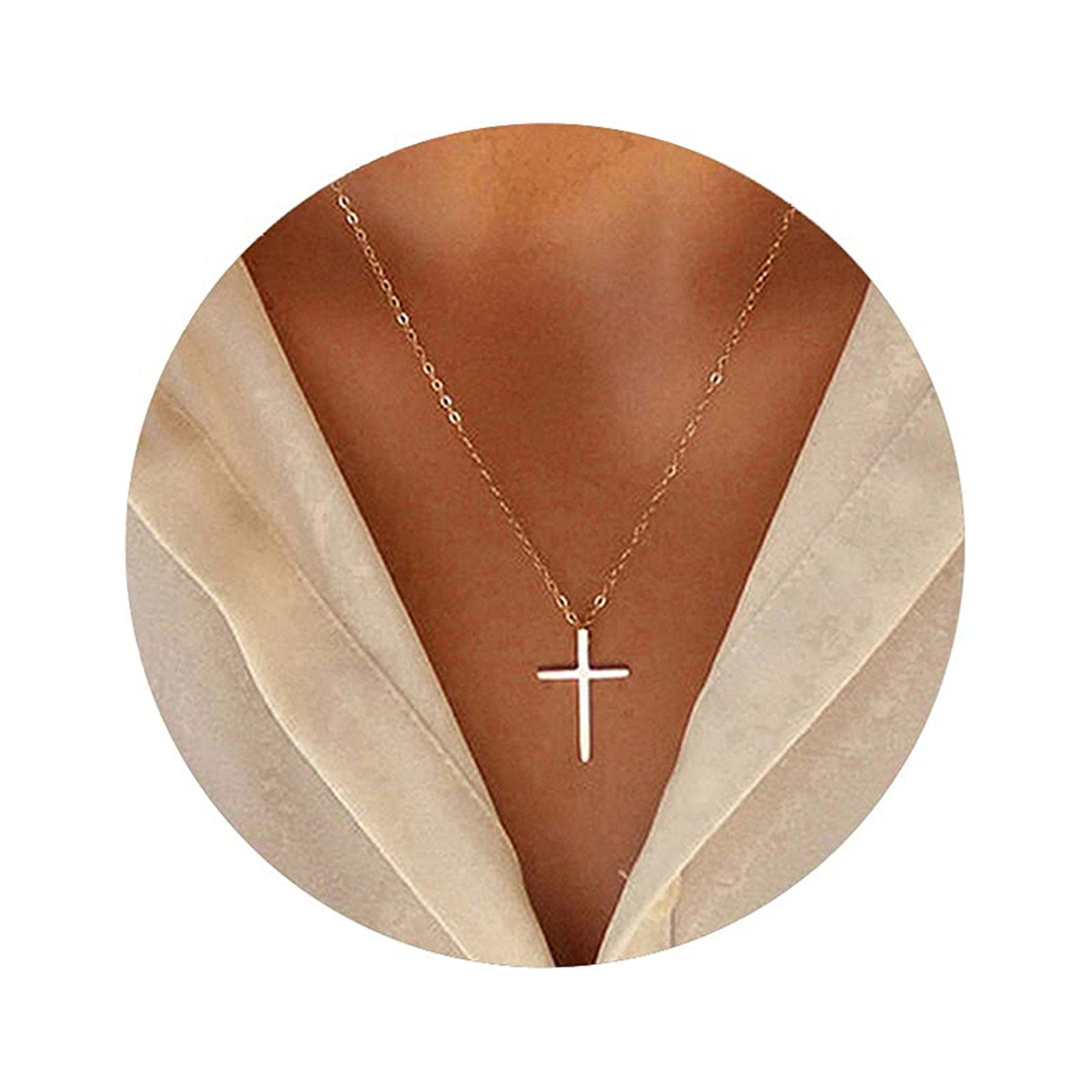 FOURTHLINE Small Cross Pendant Necklace for Women Simple Cross ...