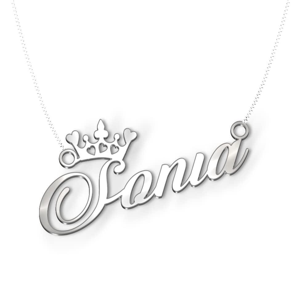 FOURTHLINE Sonia Name Necklace in Silver Polish – Cursive Font with ...