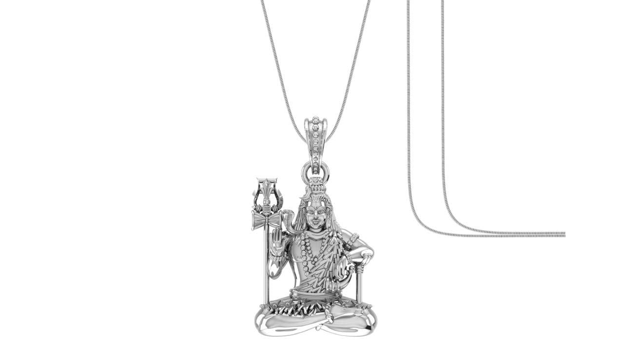 FOURTHLINE Sterling Silver (92.5% purity) God Ram/Shiva Chain Pendant ...