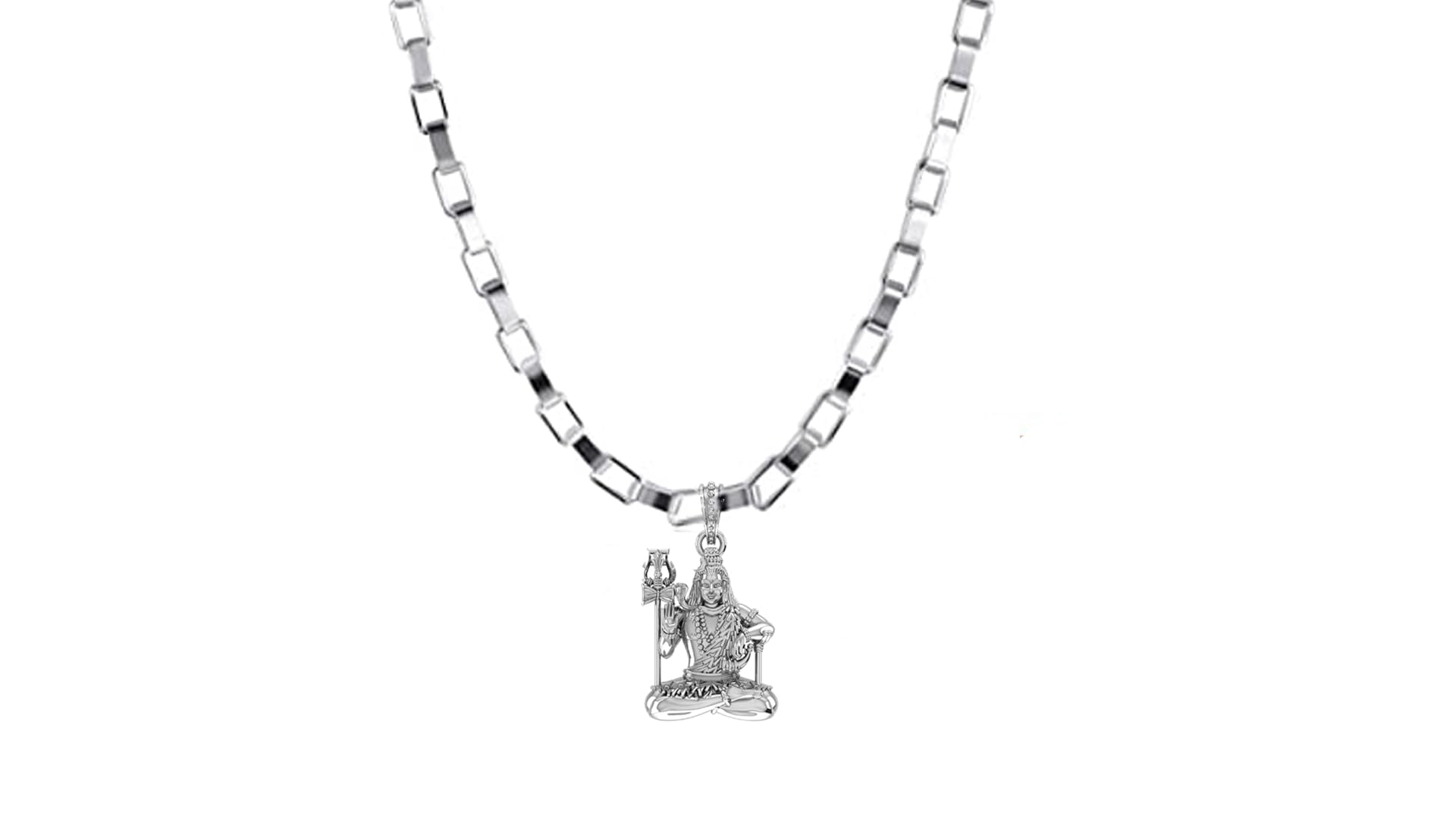 FOURTHLINE Sterling Silver (92.5% purity) God Shiva Chain Pendant ...