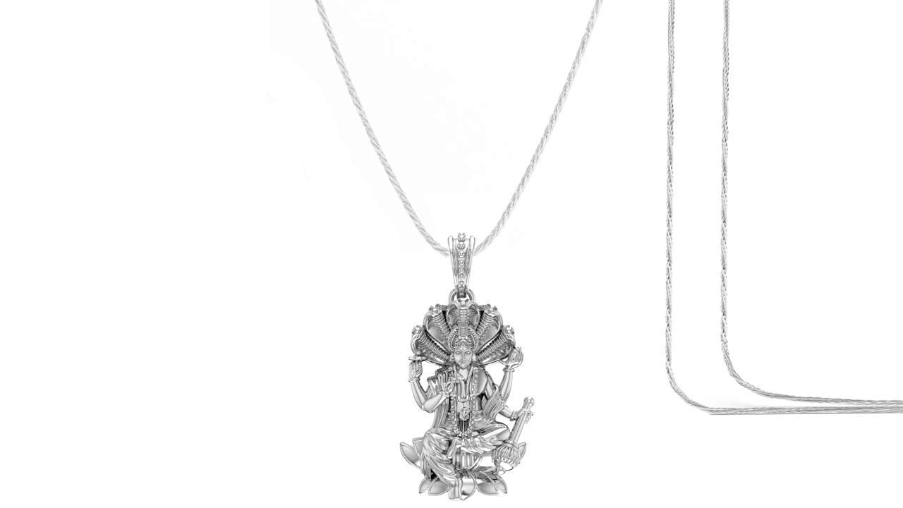 FOURTHLINE Sterling Silver (92.5% purity) God Vishnu Chain Pendant ...