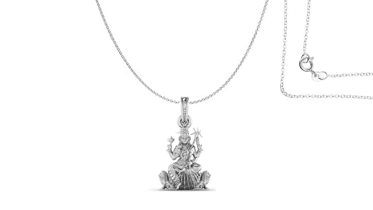 FOURTHLINE Sterling Silver (92.5% purity) Goddess Maa Kamakshii Chain Pendant (Pendant with ...