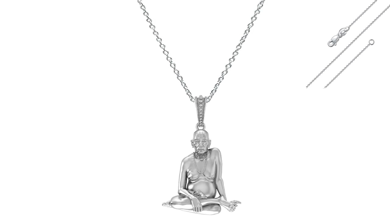FOURTHLINE Sterling Silver (92.5% purity) Spiritual Swami Samarth Chain ...
