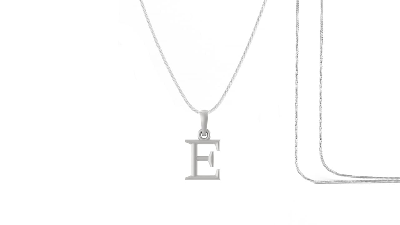 FOURTHLINE Sterling Silver (92.5% purity) precious E alphabet chain pendant (Pendnat with Rope ...