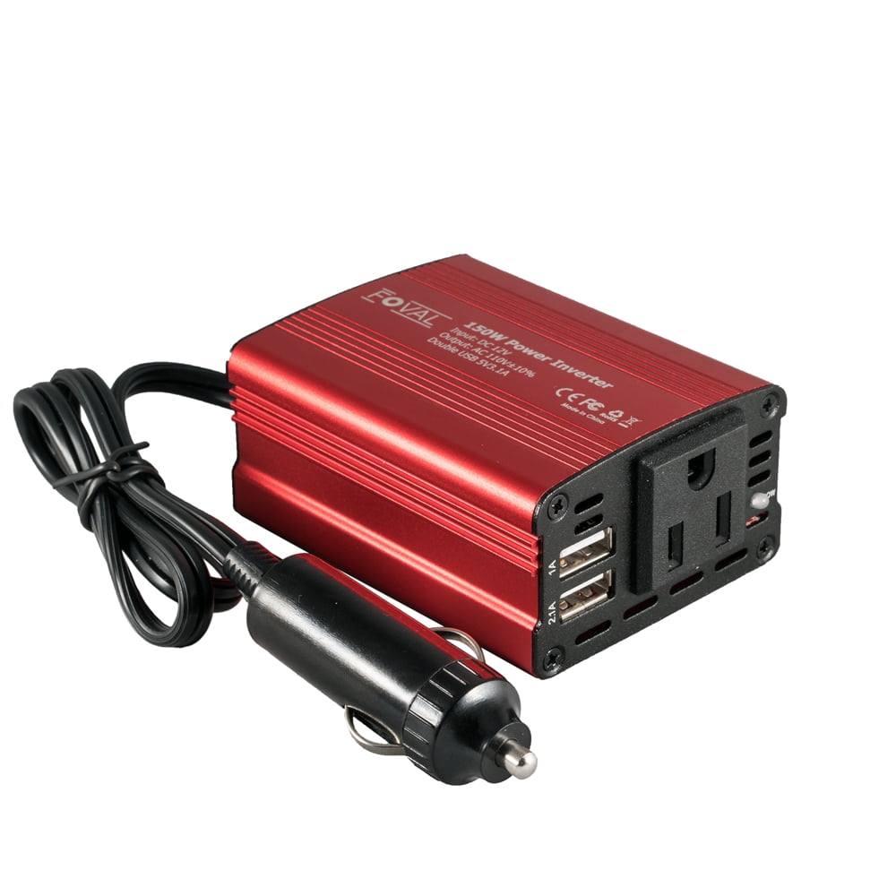 FOVAL 150W Car Power Inverter, 12V DC to 110V AC Converter, Dual USB ...