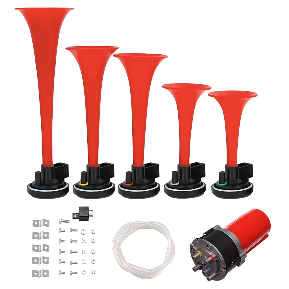 FOVOLAT Electric Air Horn Five-Tube Music Air Horn 12V Air Horn Kit ...