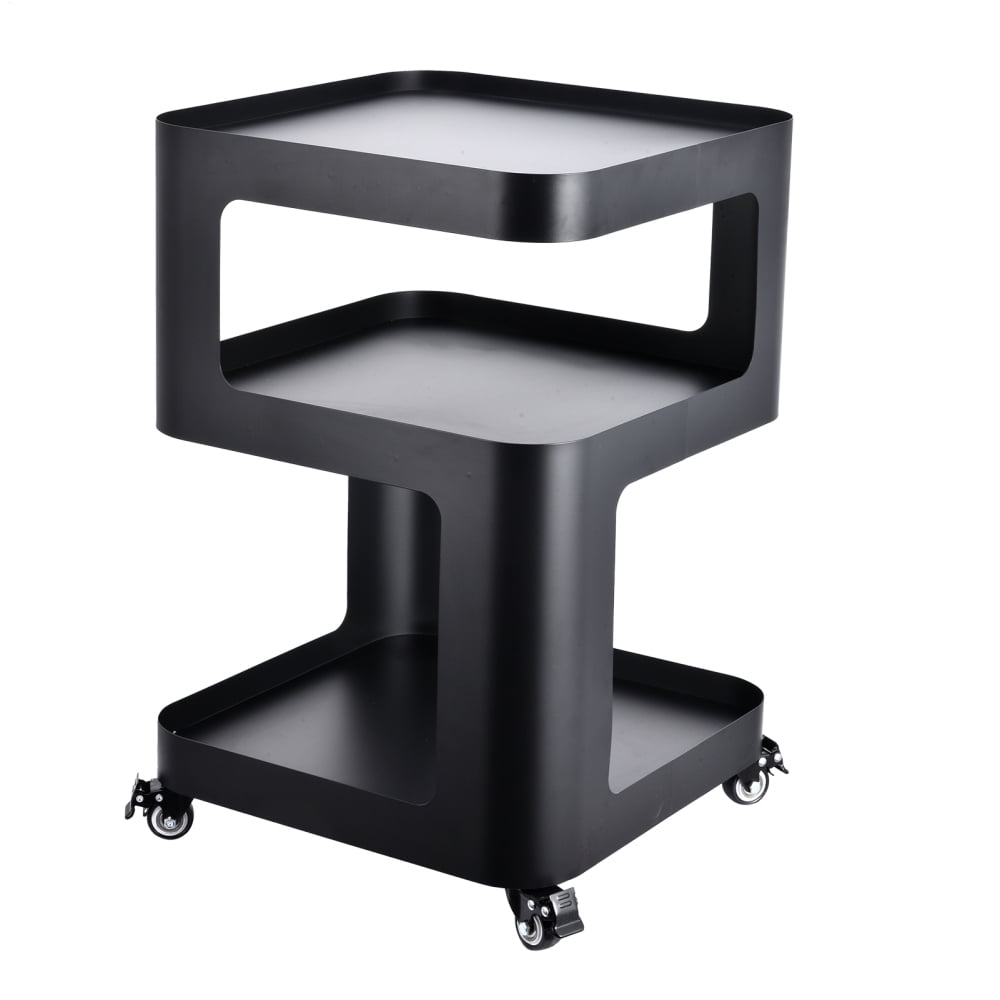 FOVOLAT Rolling End Table Modern Mobile Small Coffee Table 3 Tier ...
