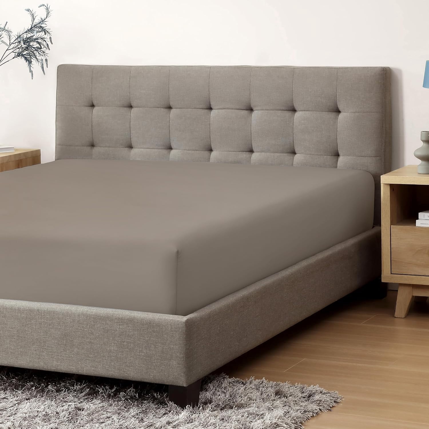FOWWCN-Micropuff Full Fitted Sheet with Anti-Slip Anchors for Snug Fit ...