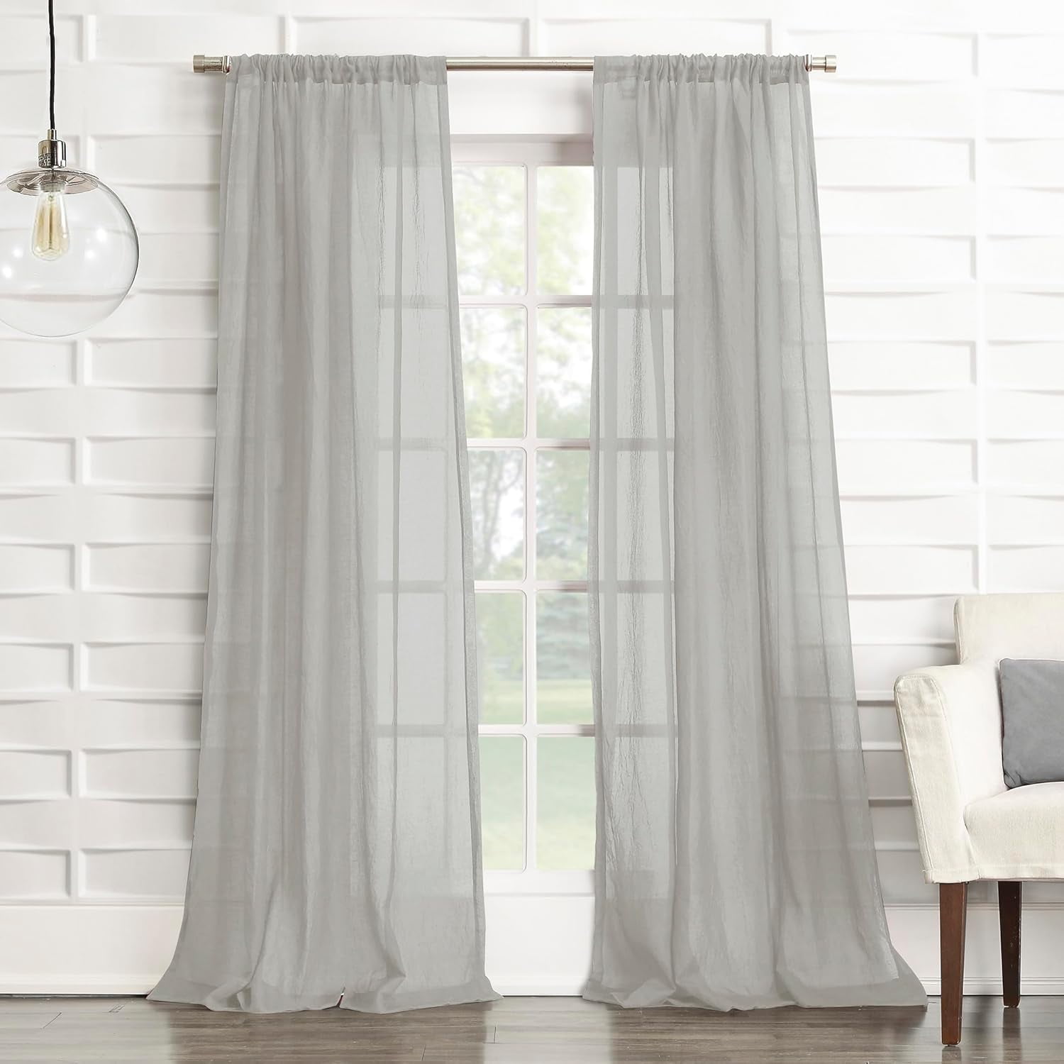 FOWWCN-Tayla Crushed Texture Semi-Sheer Rod Pocket Curtain Panel, 50" x ...