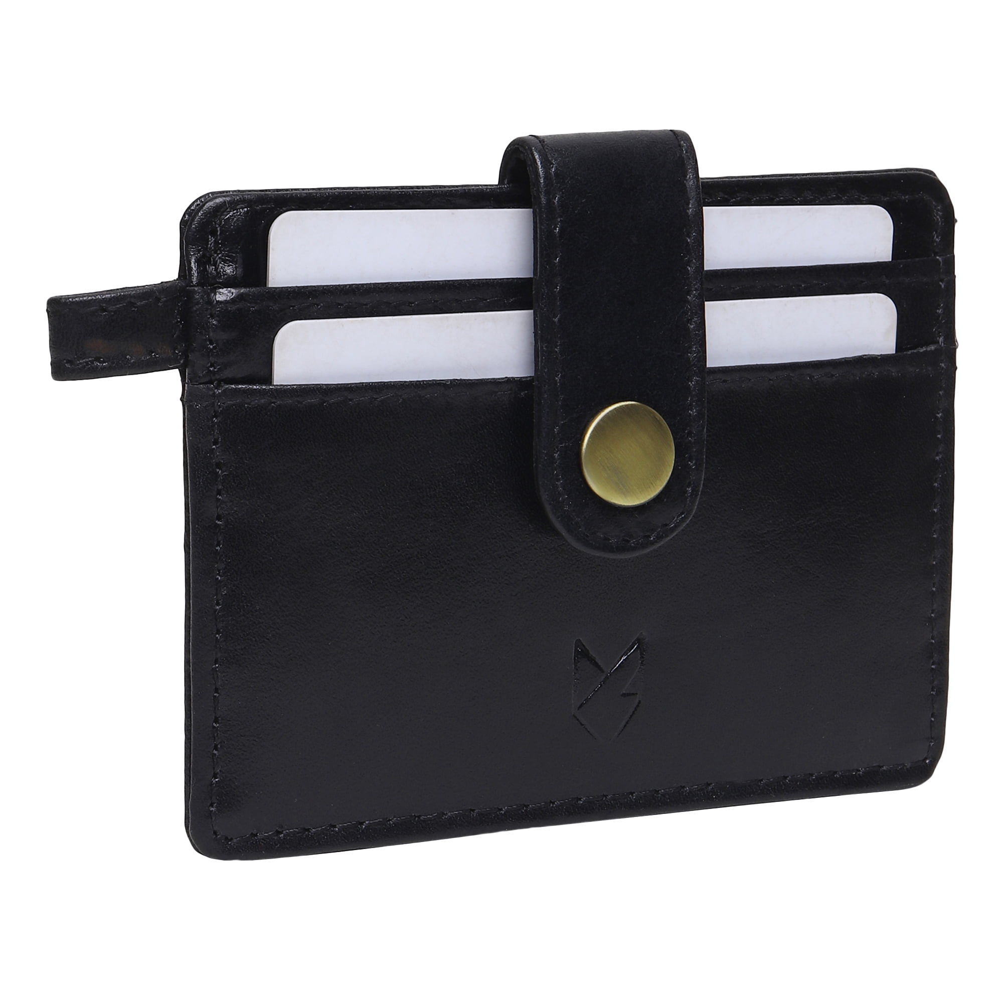 FOXHACKLE Men's Slim Minimalist Key Ring Leather Card Holder Wallet ...
