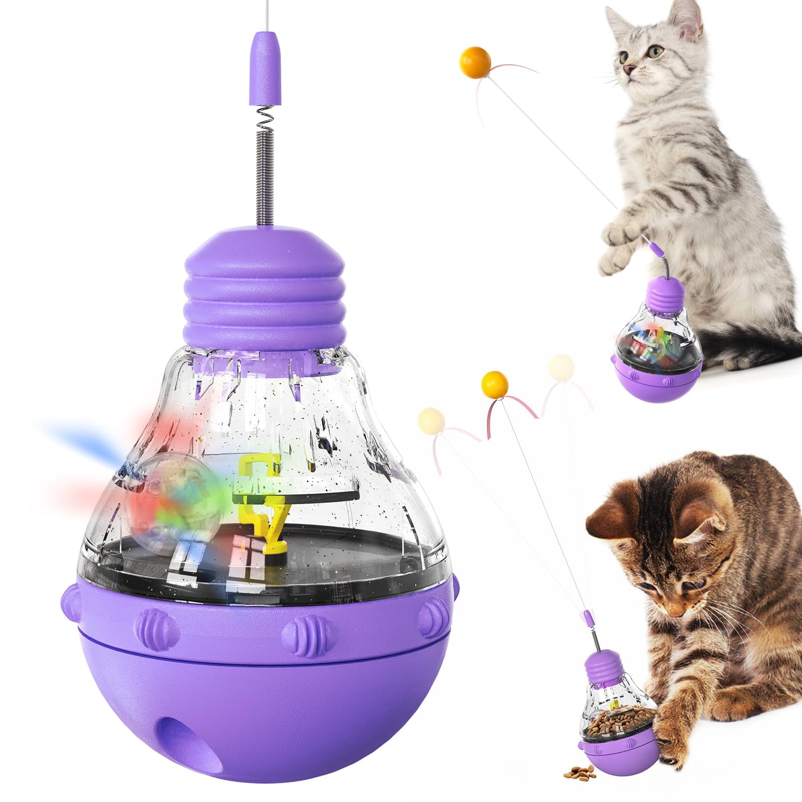FOXLVDA Interactive Cat Toy for Indoor Cats, Cat Treat Puzzle Feeder ...