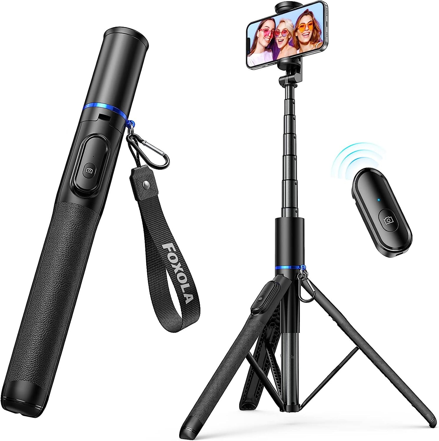 FOXOLA 61" Phone Tripod & Selfie Stick, Extendable All-in-1 Cell Phone ...