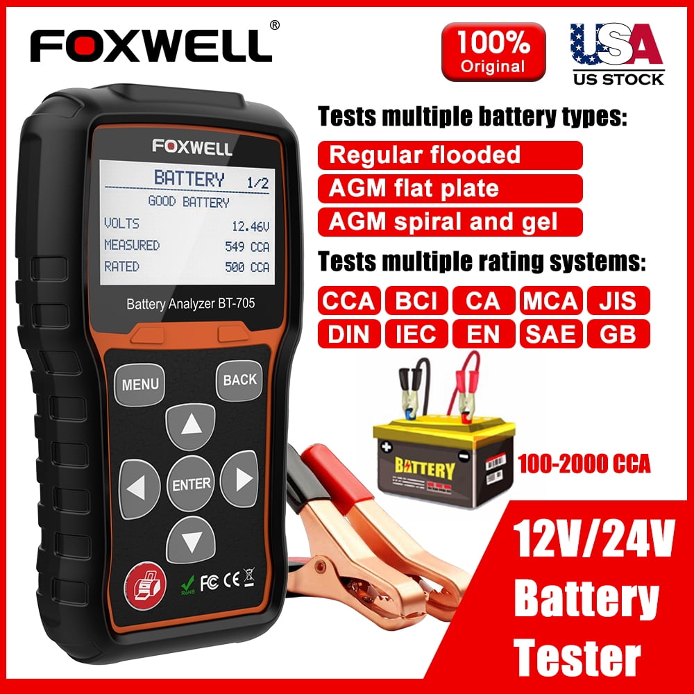 FOXWELL BT705 12/24V Truck Car Battery Tester Load Charging System ...