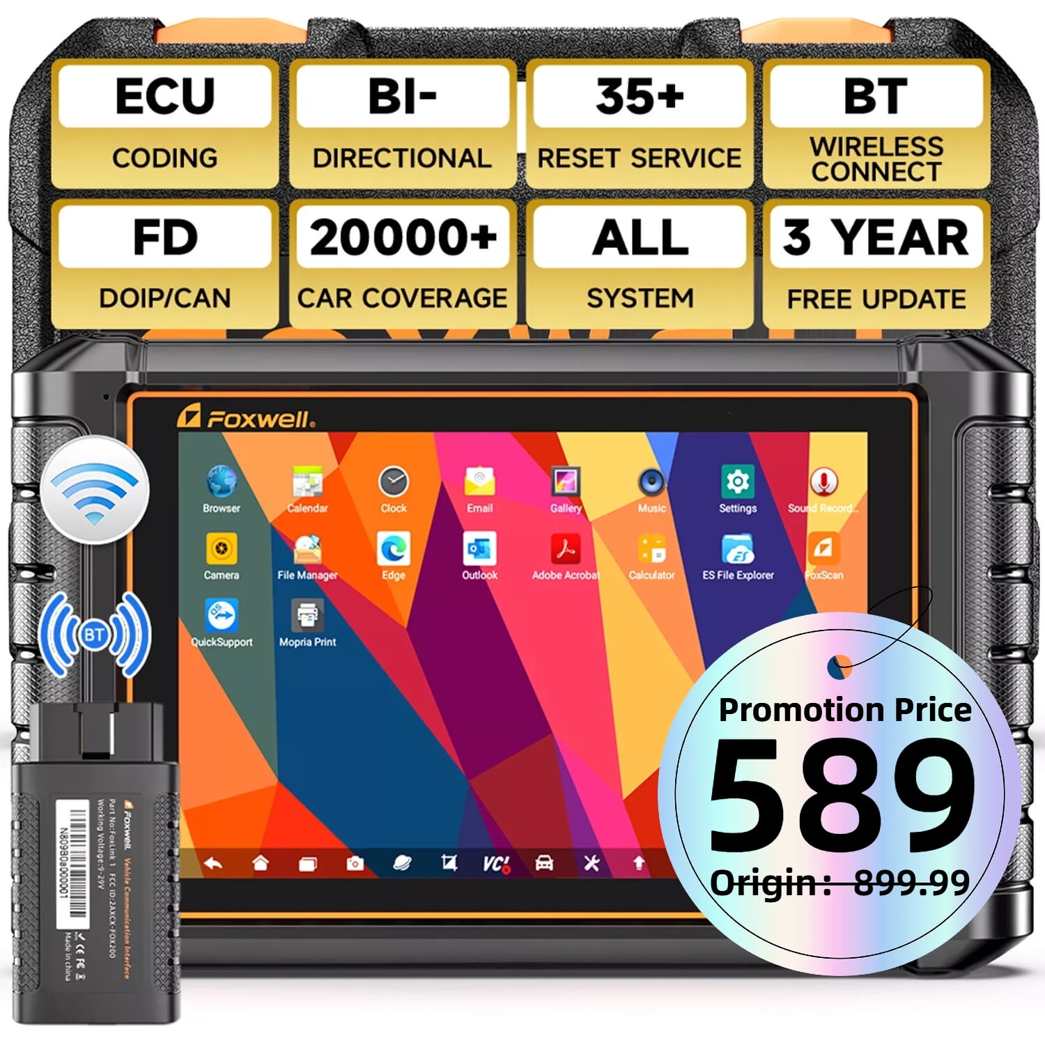 FOXWELL Car OBD2 Scanner Bi-direction Automotive Full System Diagnostic Tool ECU Cod-ing ...