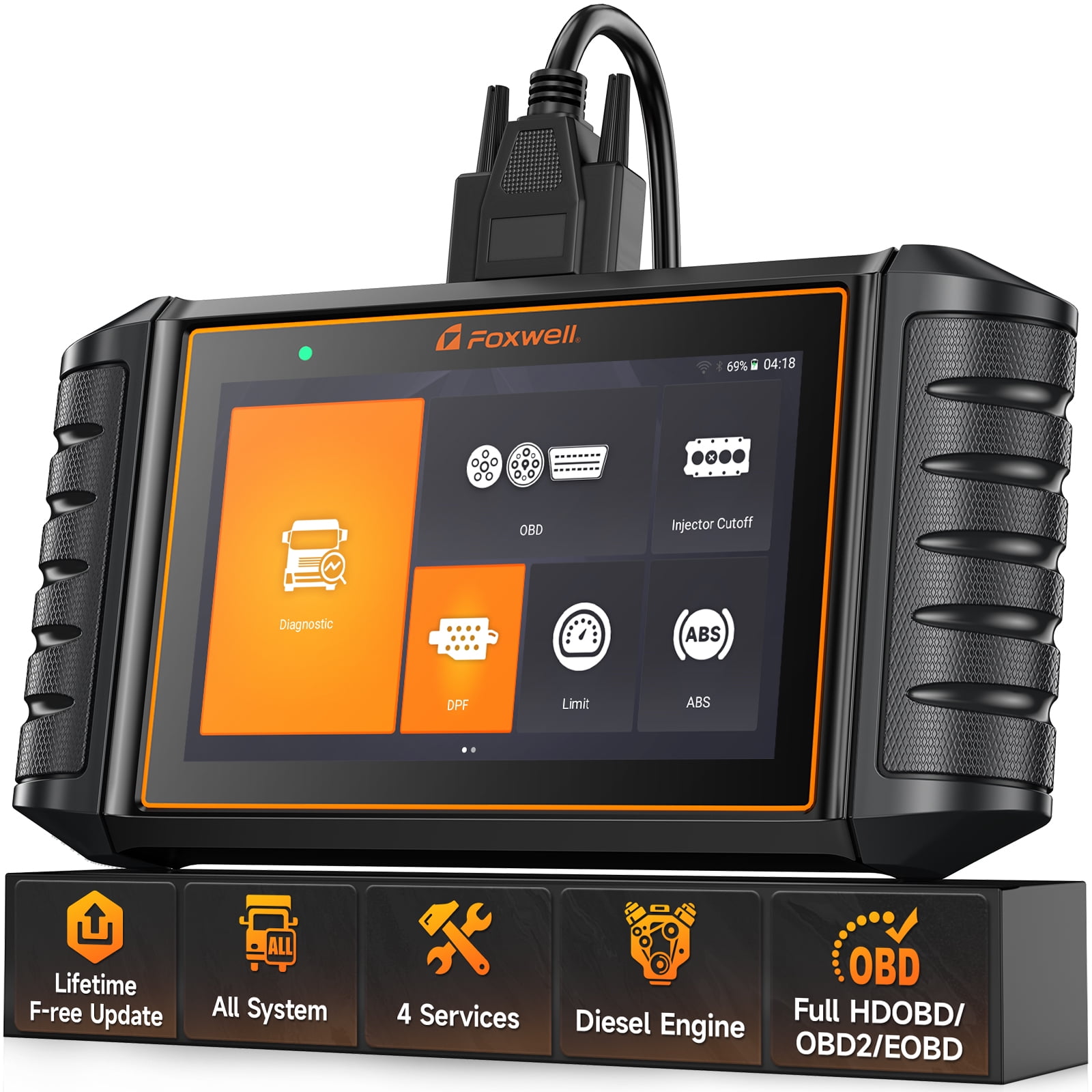 FOXWELL Heavy Duty Truck Scanner, Full System Diesel Diagnostic Scan ...