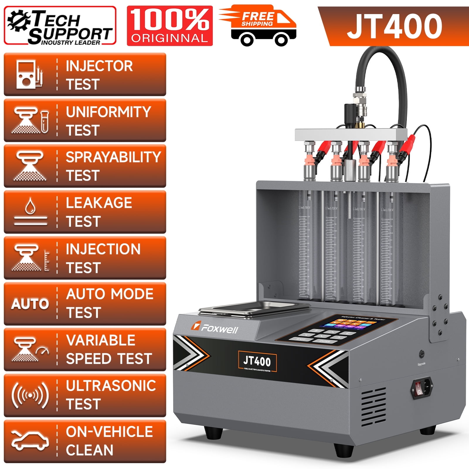 FOXWELL JT400 Fuel Injector Tester Cleaning Machine, 4 Cylinder ...