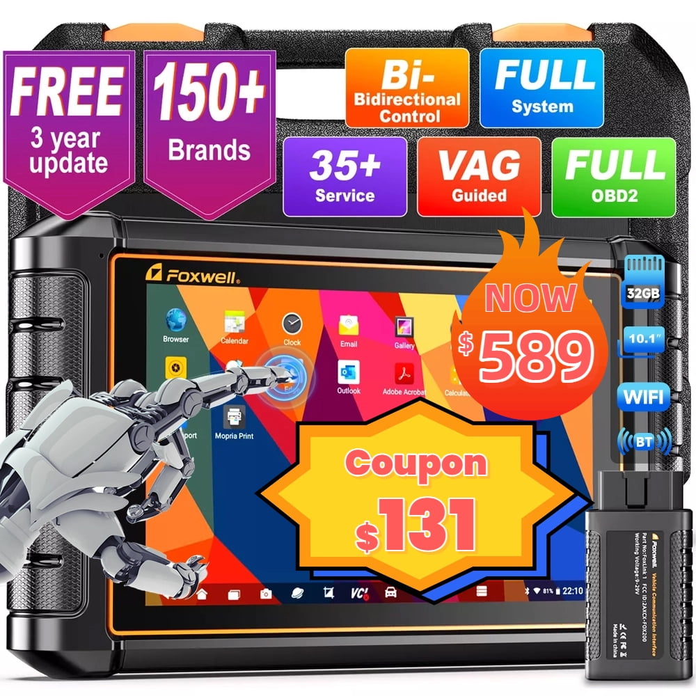 FOXWELL NT1009 OBD2 Scanner Code Reader ECU Coding Bi-Directional Control Full System Automotive ...