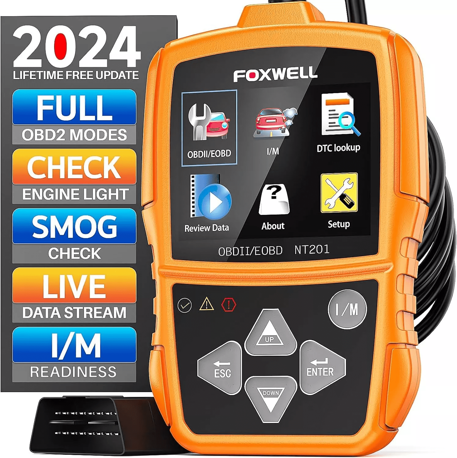 FOXWELL NT201 OBD2 Scanner Check Engine Code Reader Emission Test ...