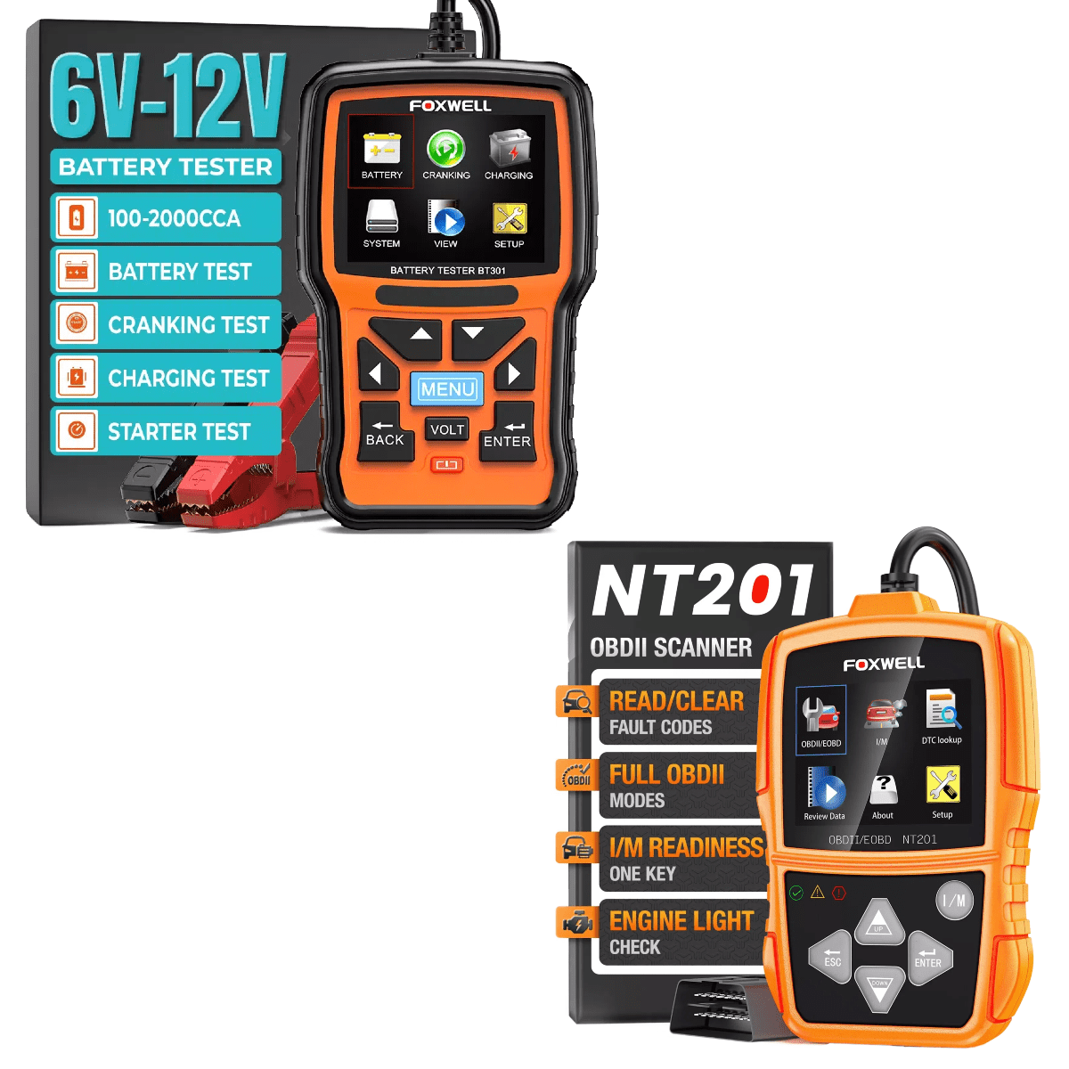 FOXWELL NT201 OBD2 Scanner Check Engine Light Code Reader fit for All ...