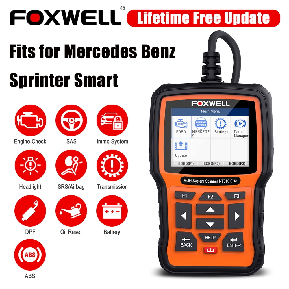 FOXWELL NT510 Elite OBDII Scanner for Mercedes Benz Sprinter Smart ...