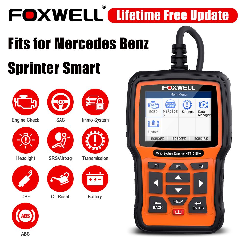 FOXWELL NT510 Elite OBDII Scanner For Mercedes Benz Sprinter Smart FOXWELL NT510 Elite OBDII Scanner For Mercedes Benz Sprinter Smart