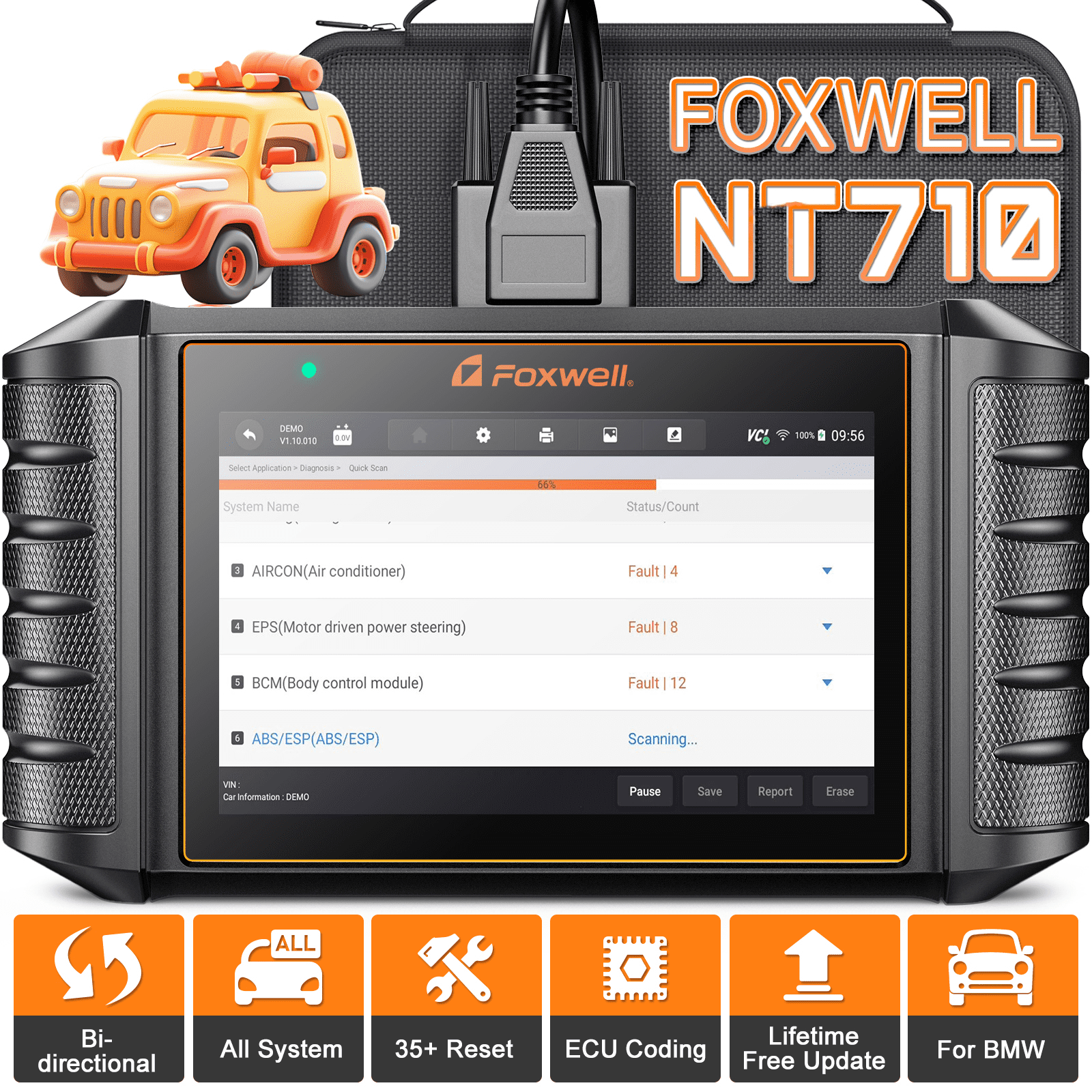 Free Shipping! Foxwell NT710 OBD2 Scanner Full System Bi-Directional ...