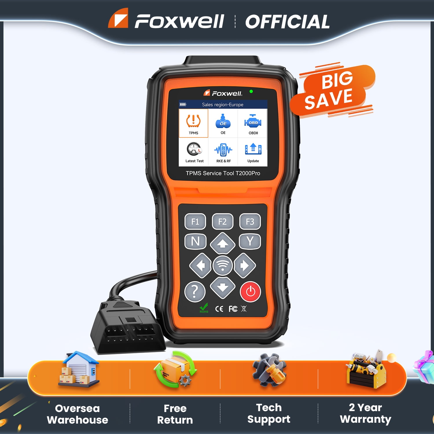 FOXWELL T2000 PRO Auto Tire Pressure Tool TPMS Relearn Activate Sensors ...