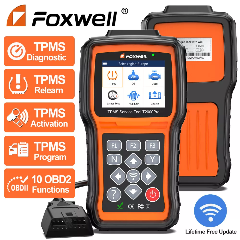 FOXWELL T2000 Pro TPMS Relearn Tool, Activate/Relearn All Sensors, TPMS Scan Tool Read/Clear ...