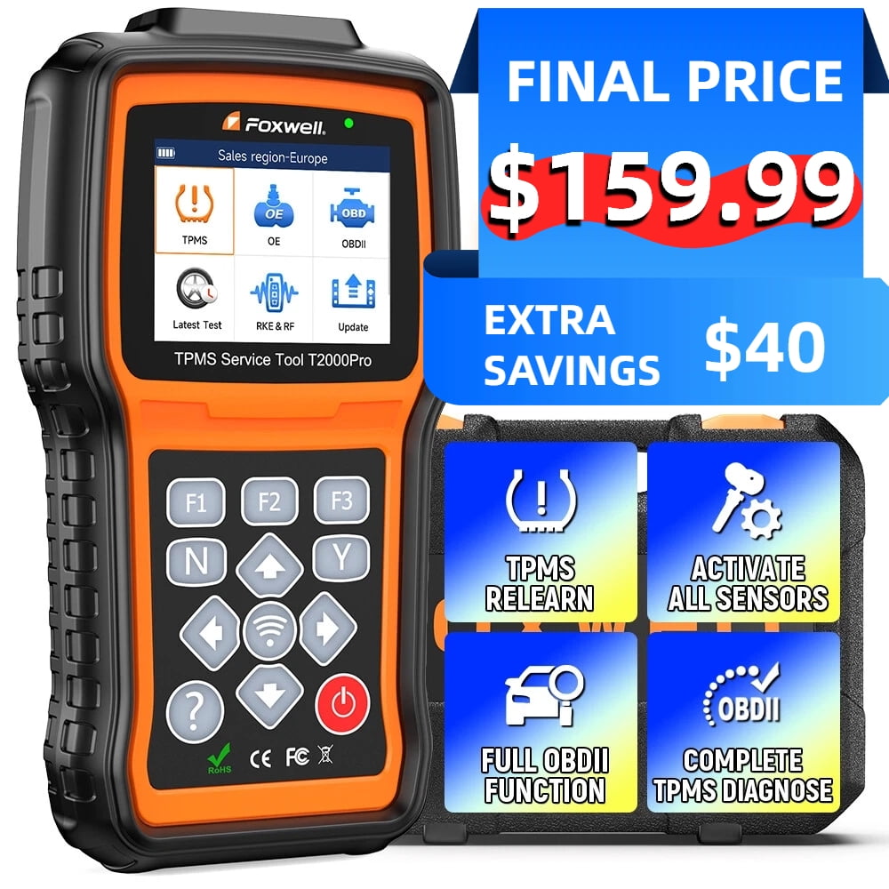 FOXWELL T2000 Pro TPMS Relearn Tool, Activate/Relearn All Sensors, TPMS Scan Tool Read/Clear ...