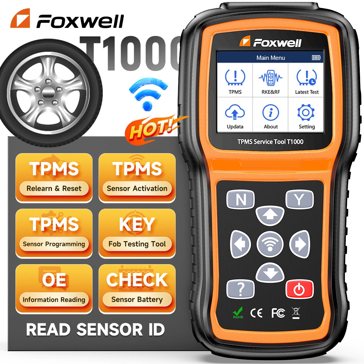 FOXWELL T1000 TPMS Tool: Activation, Relearn, Sensor Data Reading for OBD2 Cars - Walmart.com