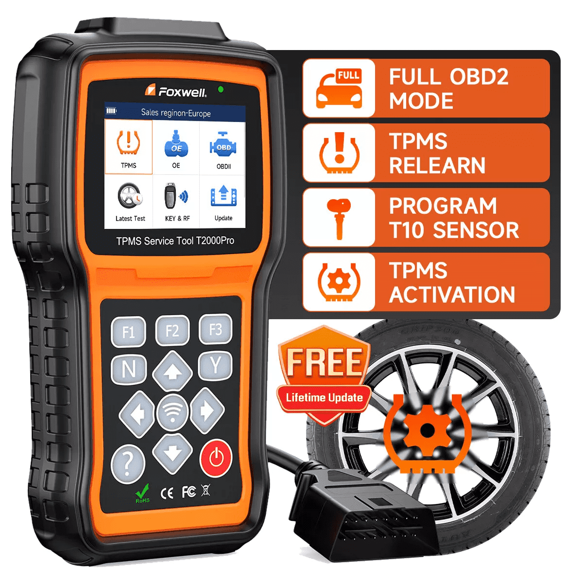 FOXWELL TPMS Reset Tool relearn Tool, Activate/Relearn All Sensors, TPMS Scan Tool Read/Clear ...