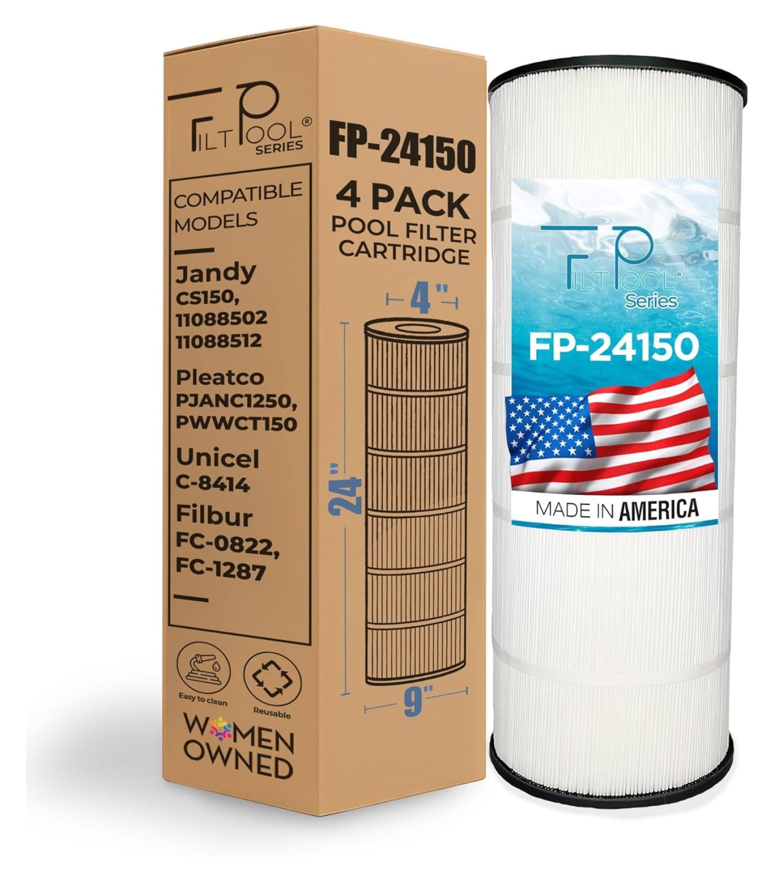 FP-24150 Replacement Pool Cartridge Filters for Jandy CS150, 11088502 ...