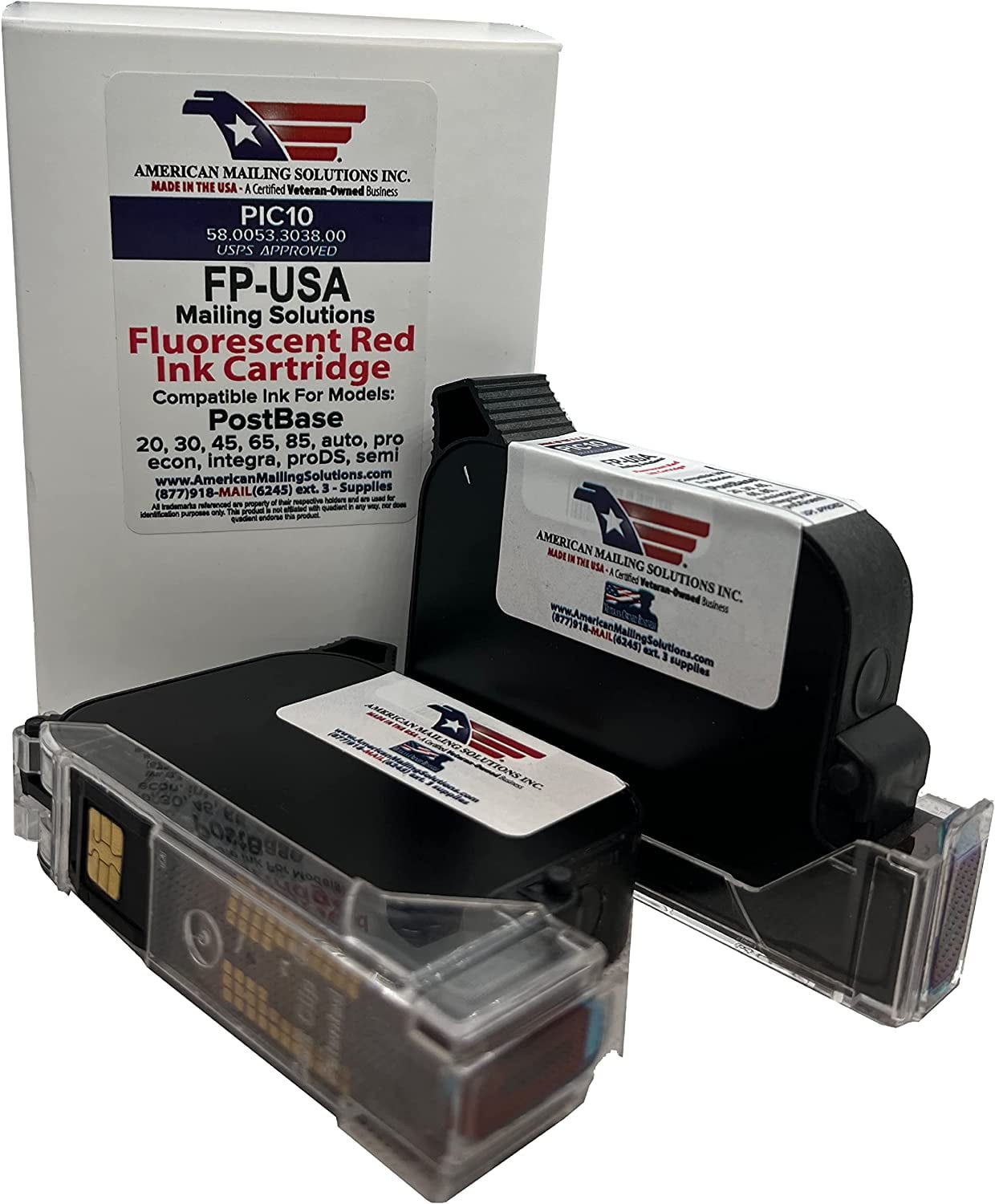 FP PostBase PIC10 Fluorescent Red Replacement Ink Cartridge for ...