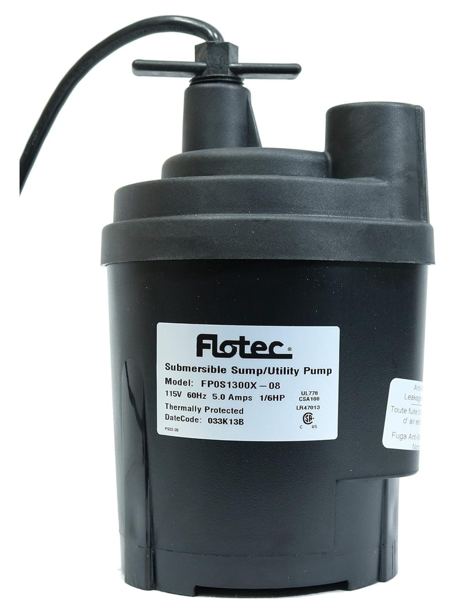 FP0S1300X-08 Tempest 115-Volt 1/6- Submersible Thermoplastic Water ...