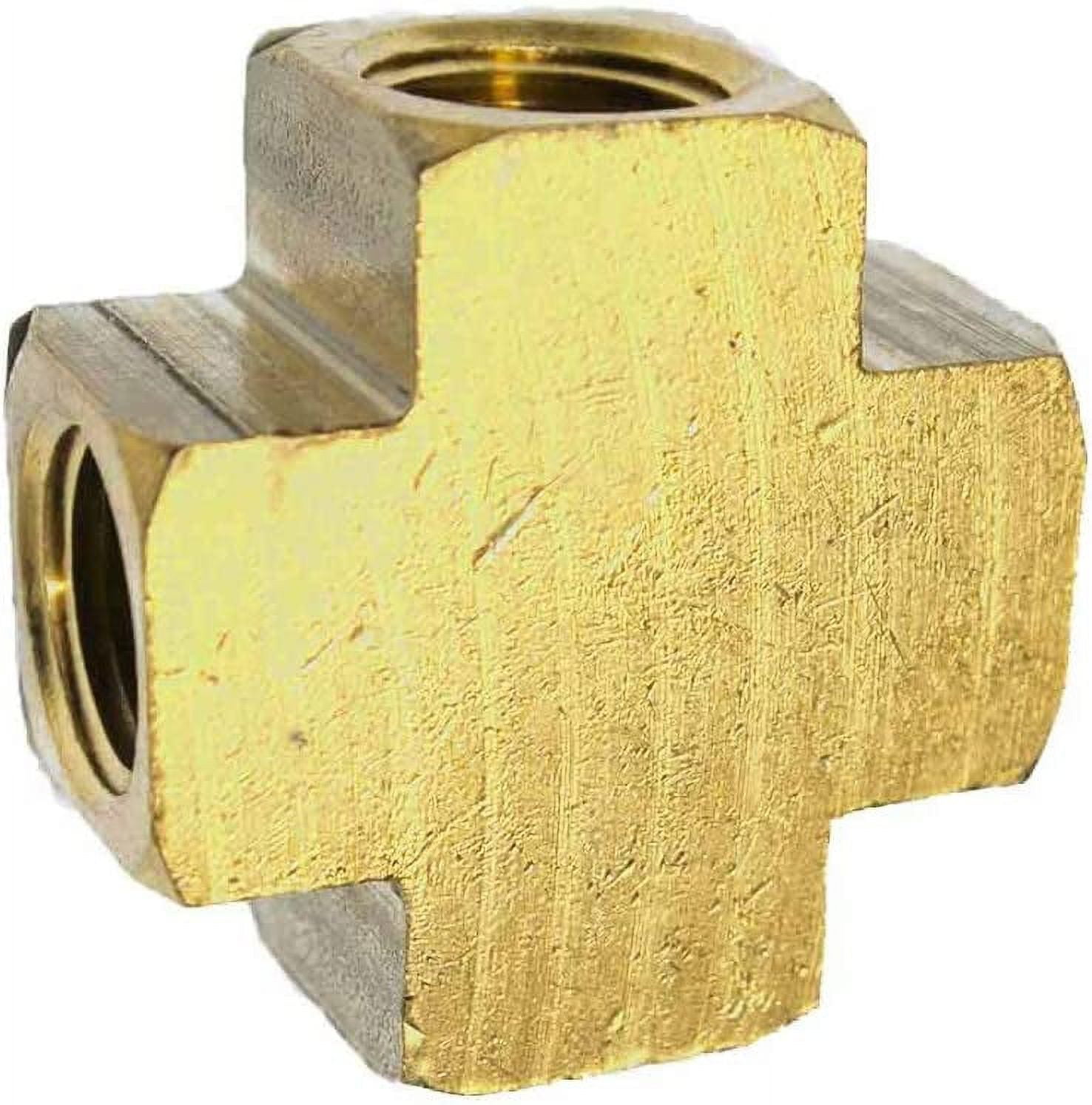 FP66X Brass Cross Fitting - 3/8 Inch NPT With 4 Connection Ports-Pack ...