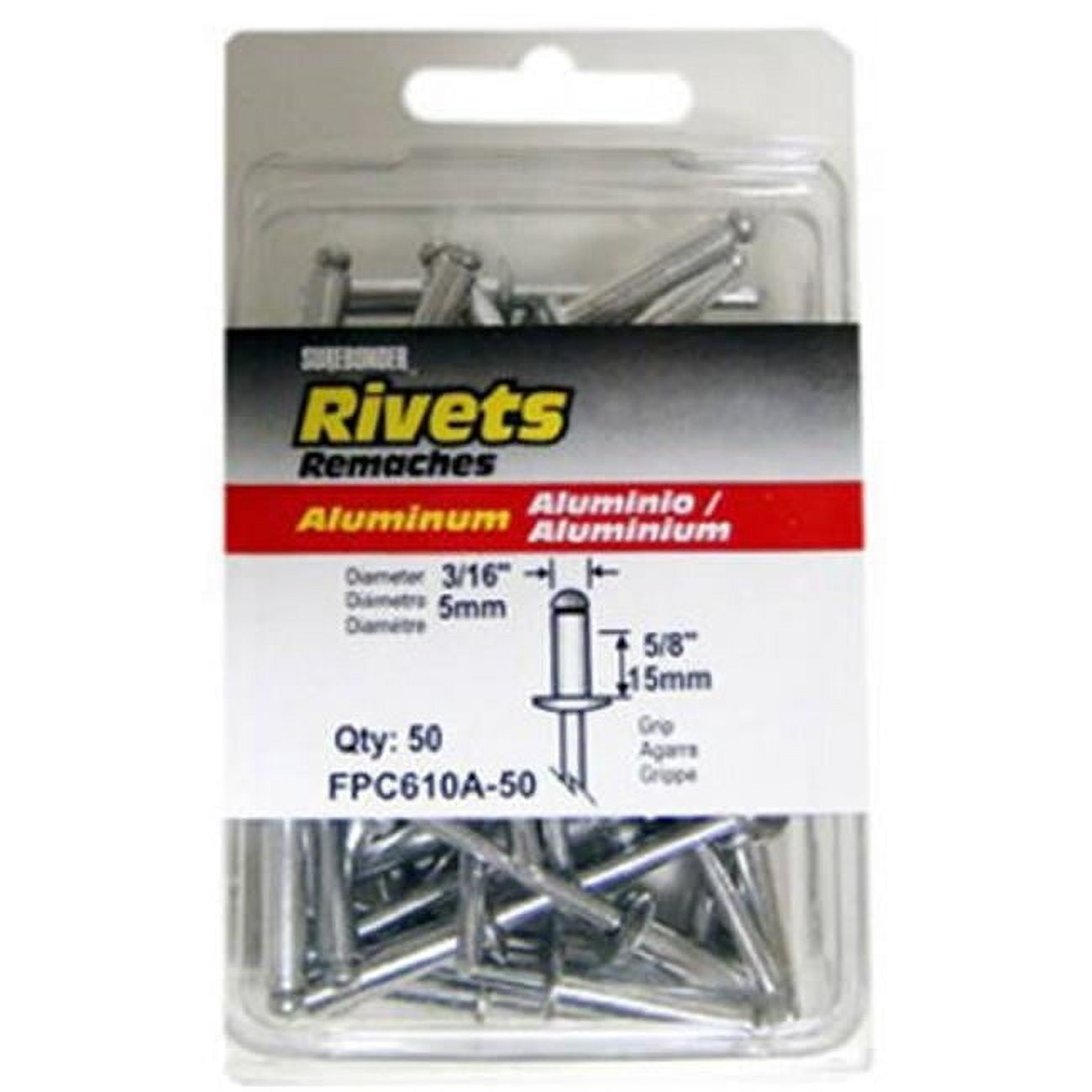 FPC FPC610A-50 Surebonder 50 Pack Extra Long Aluminum Rivet - Walmart.com