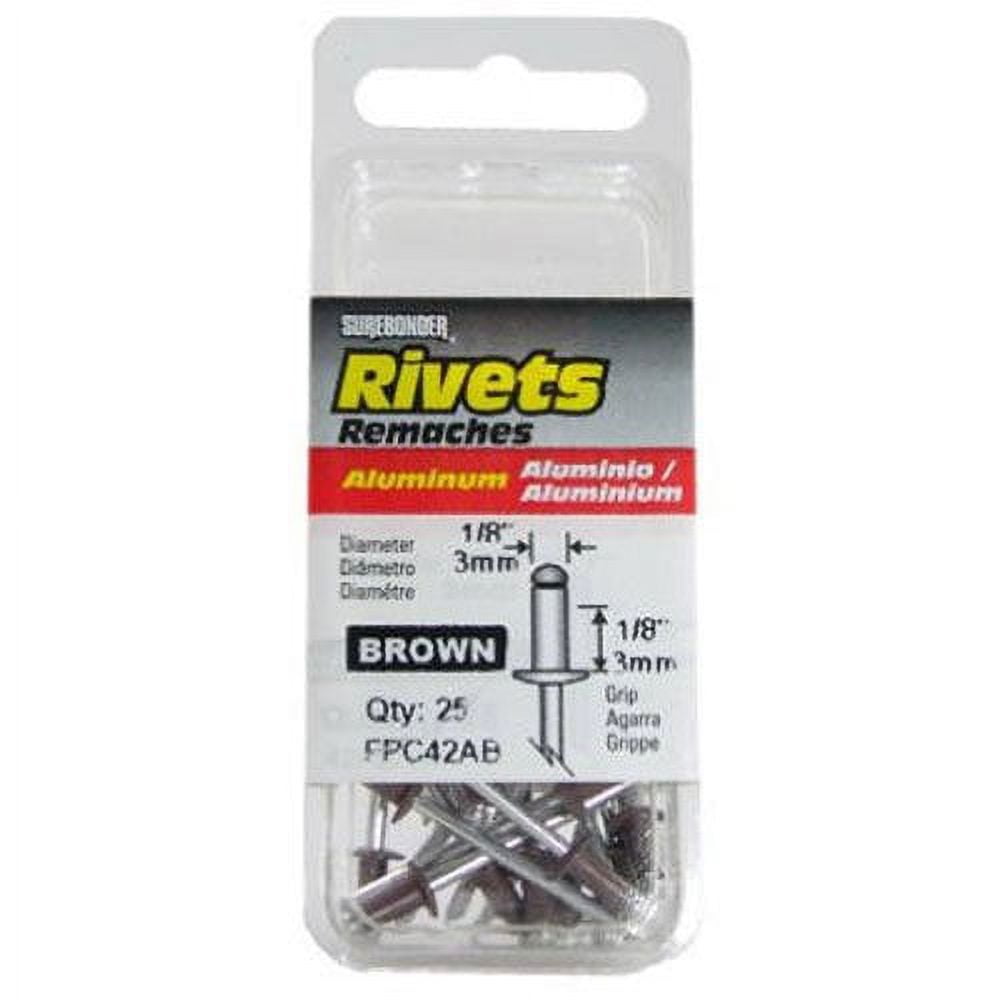 FPC42AB Short Brown Aluminum Rivets - 1/8" Diameter, 1/8" Grip - 25 ...