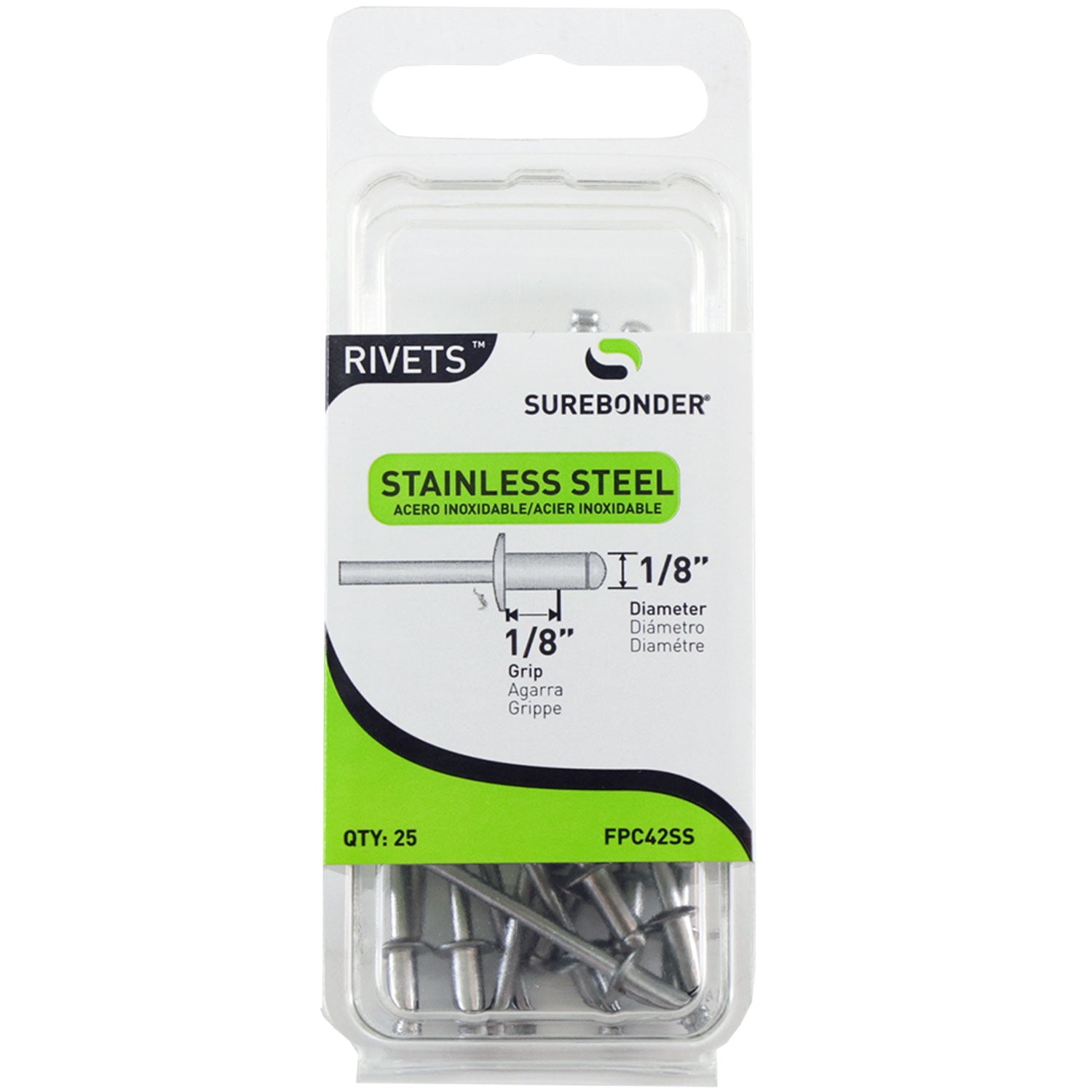 FPC42SS Short Stainless Steel Rivets - 1/8" Diameter, 1/8" Grip - 25 ...