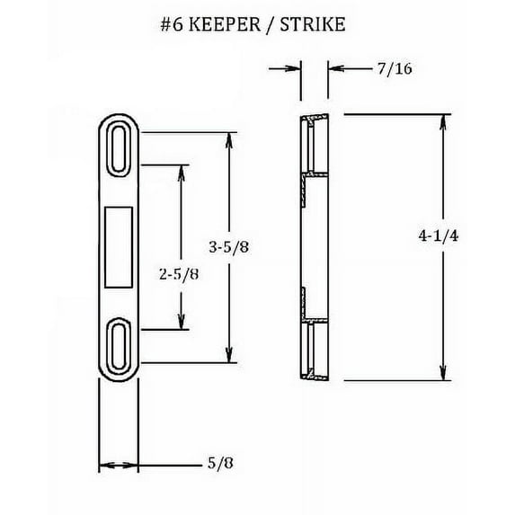 FPL #6 Keeper/Strike for Sliding Glass Door Mortise Locks in Polished ...