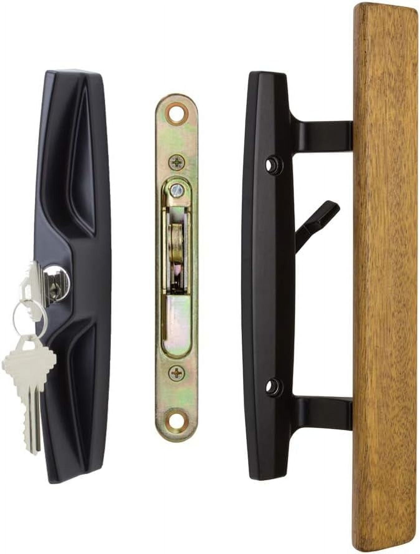 FPL Lanai Sliding Glass Door Handle and Mortise Lock Set with Oak Wood ...