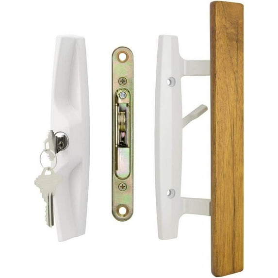 FPL Lanai Sliding Glass Door Handle and Mortise Lock Set with Oak Wood ...