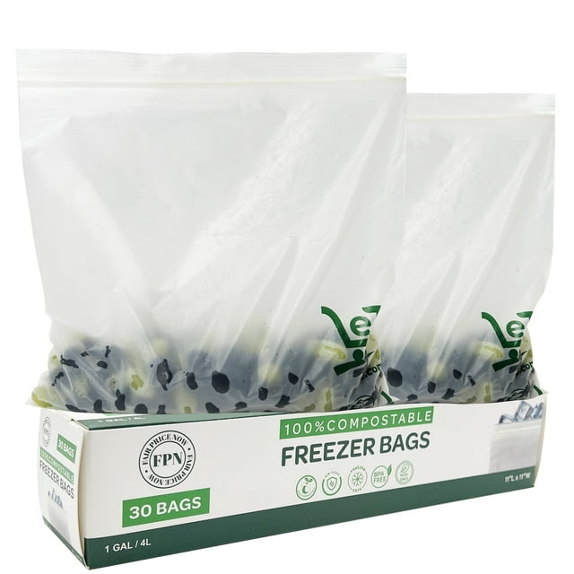 FPN Freezer Zip Bags, 120 Pack 11x11 Inches, Compostable Eco-Friendly ...